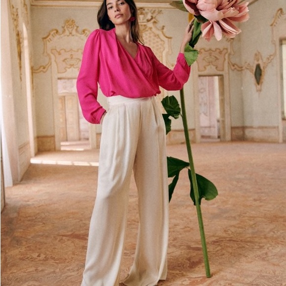 Sezane | Tops | Sezane Abelia Blouse Bright Pink Eu 36us 4 | Poshmark